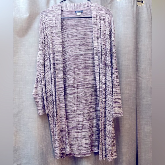 Basic Editions | Tops | Basic Editions Xl Pinkwhite Stripped Knit Shawlcardigan | Poshmark